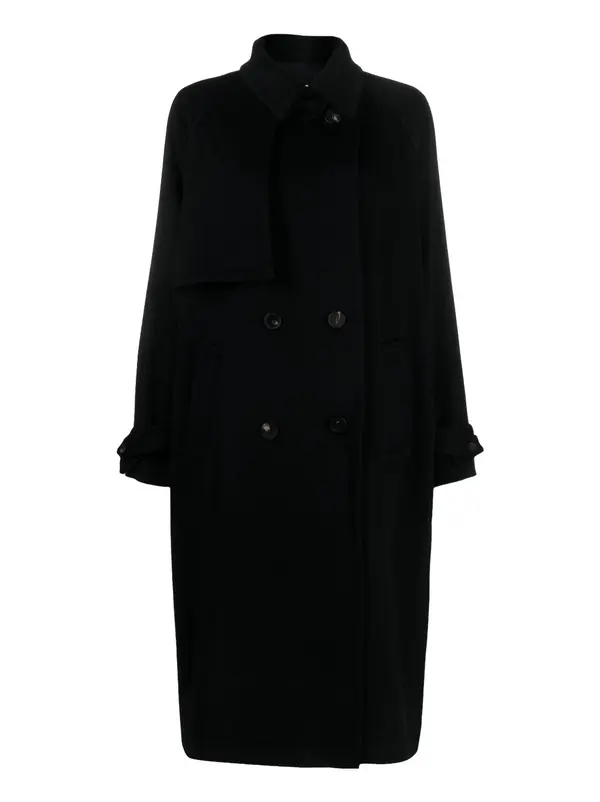 Alberto Biani Double-breasted Virgin Wool Coat - Black