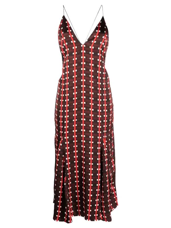WALES BONNER Geometric-print Maxi Dress - Brown