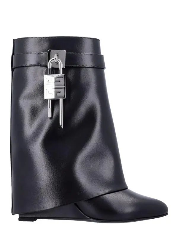 Givenchy Shark Lock Leather Ankle Boots - Black