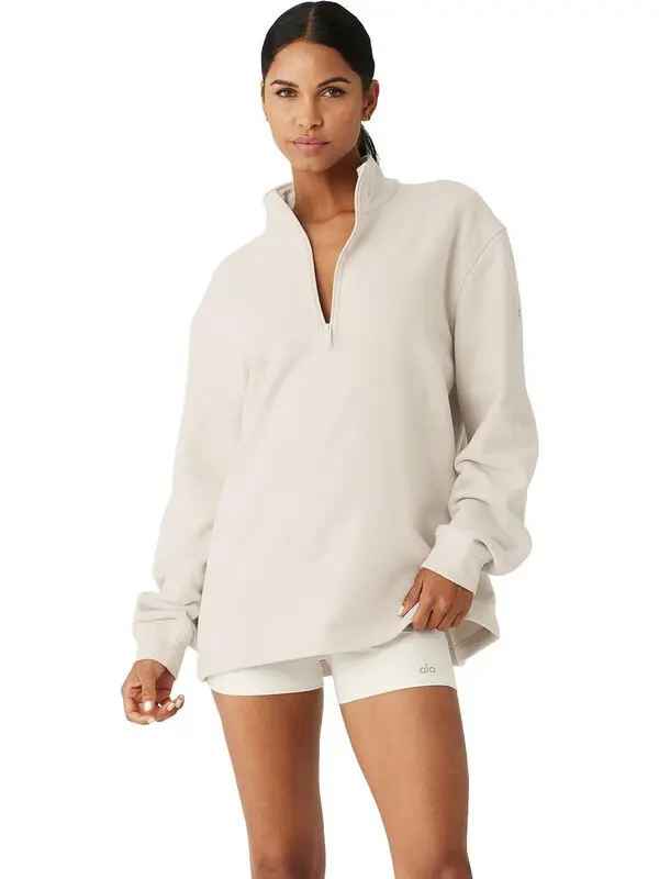 Alo Yoga Renown Heavy Weight 1/4 Zip Sweatshirt - Bone