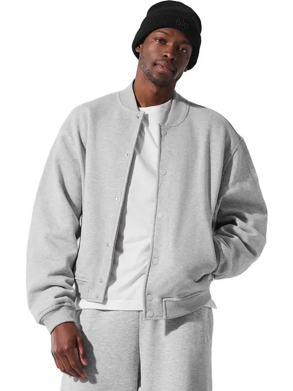 Alo Yoga Renown Varsity Jacket - Athletic Heather Grey
