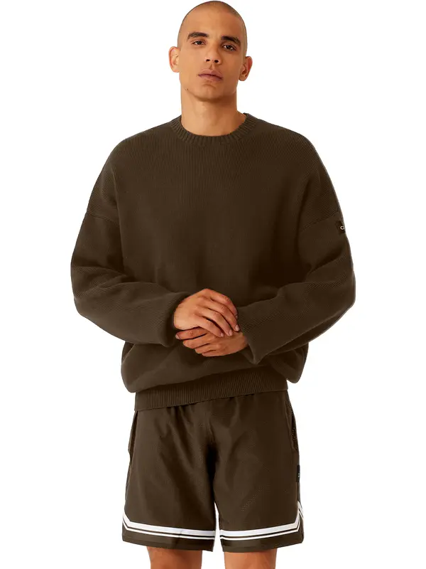 Alo Yoga Scholar Crewneck Sweater Top - Espresso