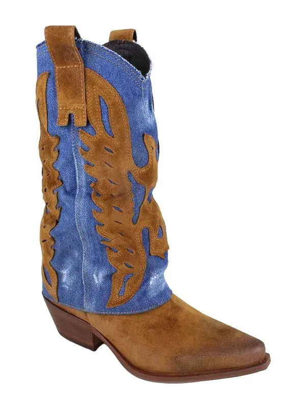 ZIGI Elif Western Boots - Tan Blue D