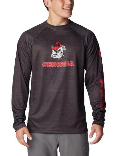 Columbia Georgia Bulldogs Pfg Terminal Tackle Long Sleeve T-shirt - Heather Charcoal