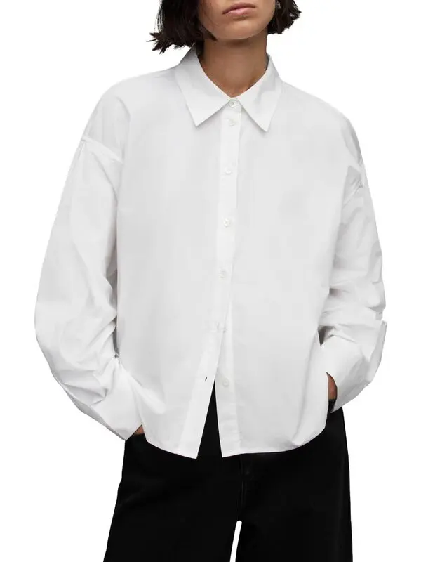 ALLSAINTS Eliana Cotton Poplin Shirt With Back Cutout - White