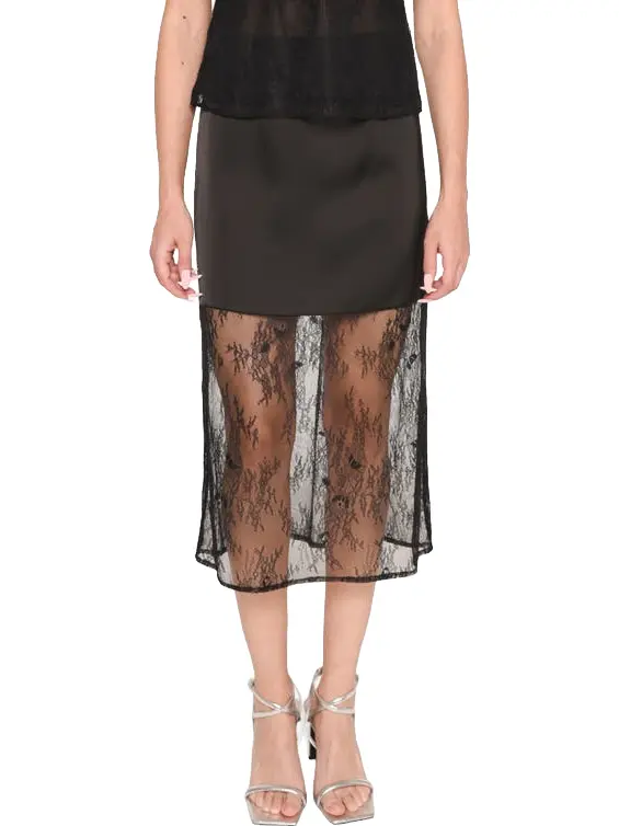 WAYF X Jourdan Sloane Kate Ruched Midi Skirt - Black