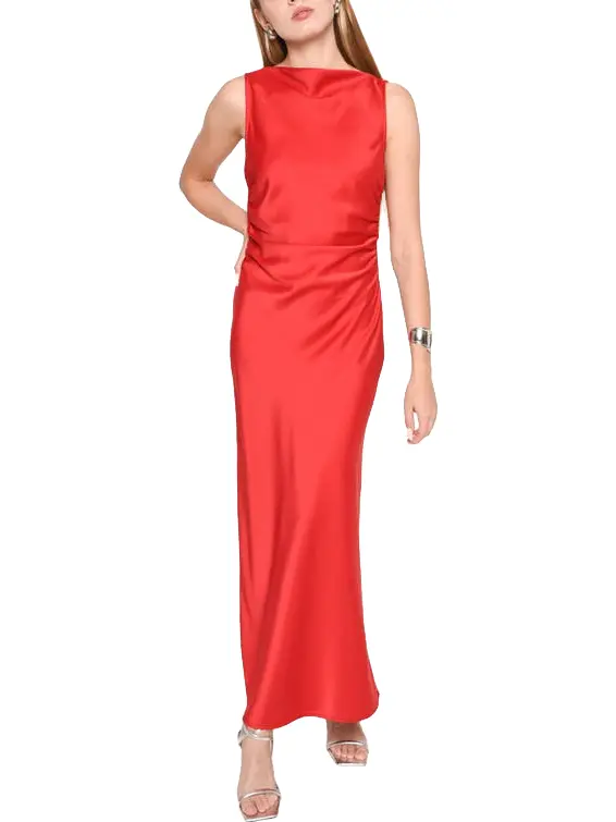 WAYF X Jourdan Sloane Bella Satin Dress - Red