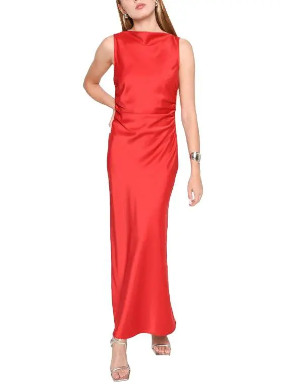 WAYF X Jourdan Sloane Bella Satin Dress - Red