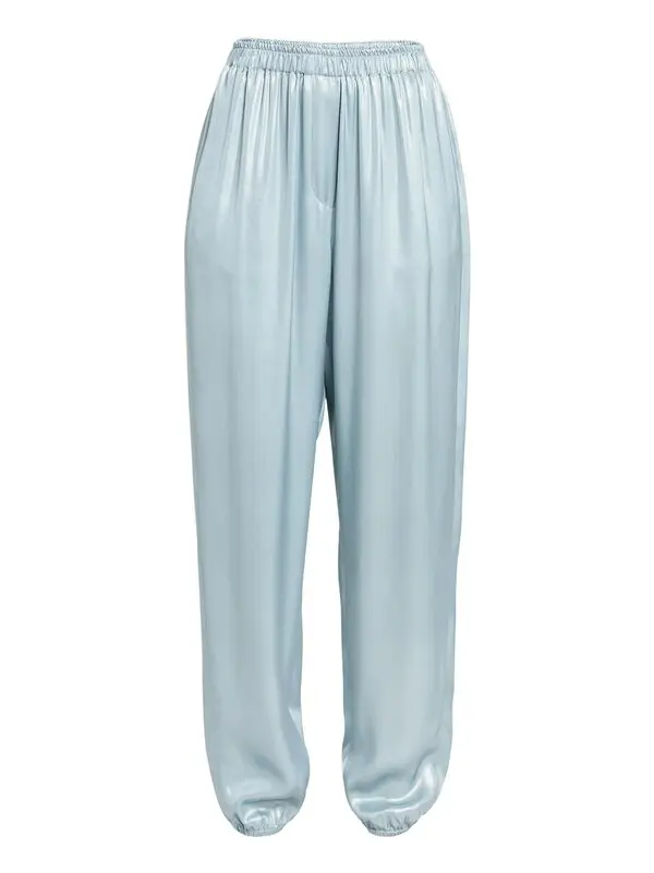 Giorgio Armani Laminated Viscose Satin Jogger Pants - Solid Medium Blue