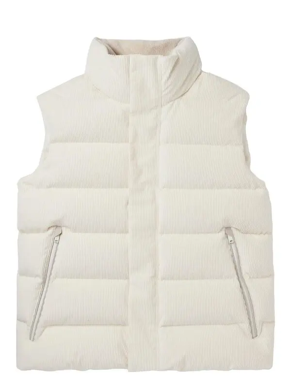 Zegna Quilted Cotton-blend Corduroy Down Gilet - White
