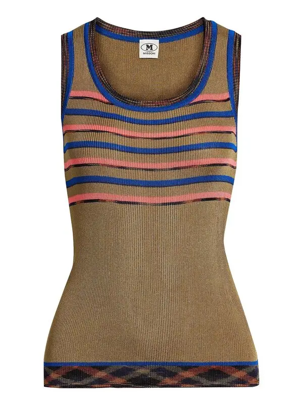 Missoni Striped Crochet-knit Tank - Army Green