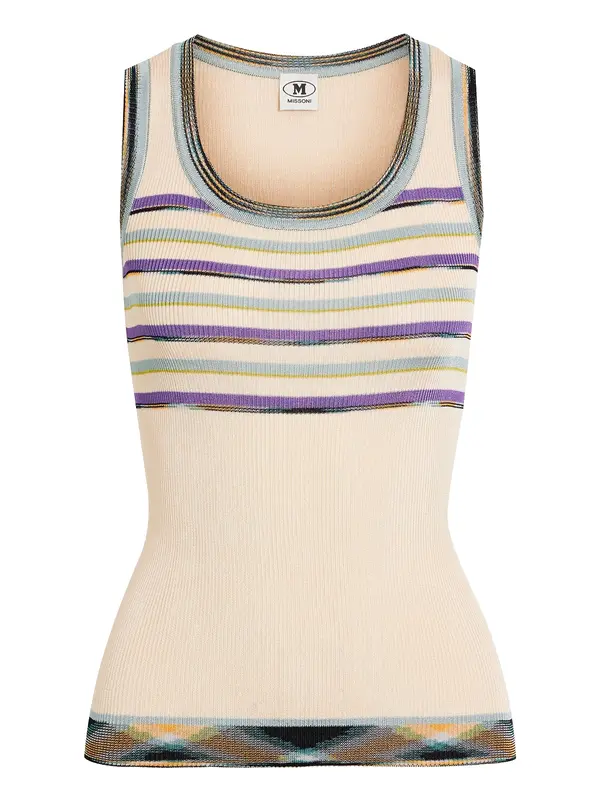 Missoni Striped Crochet-knit Tank - Beige