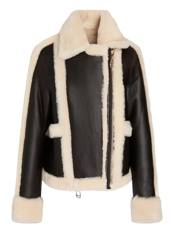 DOM GOOR Reversible Shearling Biker Jacket - Dark Brown
