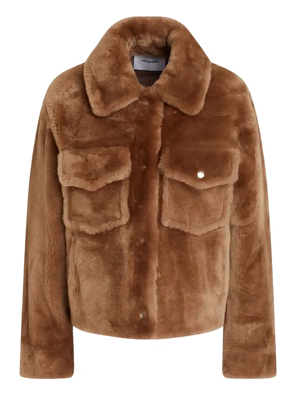 YVES SALOMON Shearling Jacket - Light Brown