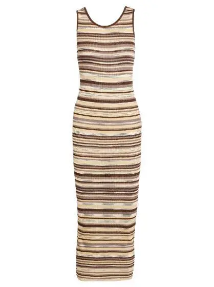 Missoni Metallic Spacedyed Ribbed-knit Midi Dress - Brown