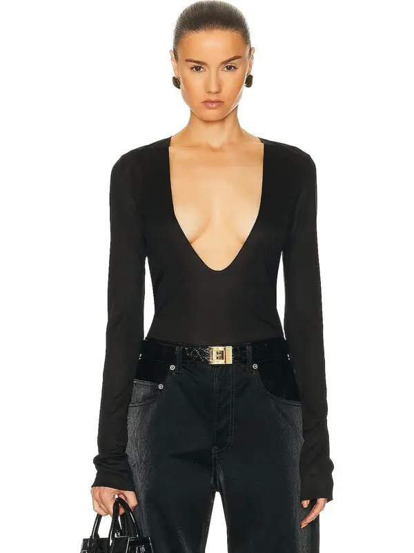 Saint Laurent Plunging Sweater - Noir