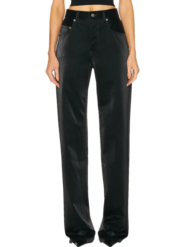 Saint Laurent Wide Leg Jeans - Crinkle Black