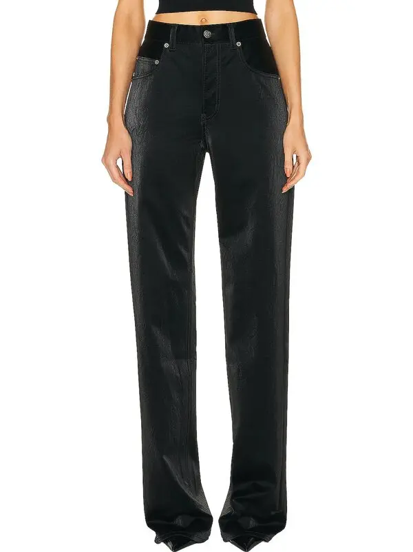 Saint Laurent Wide Leg Jeans - Crinkle Black