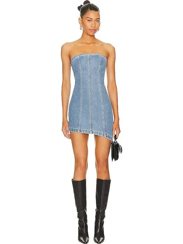 Abrand Denim Bustier Mini Dress - Georgia
