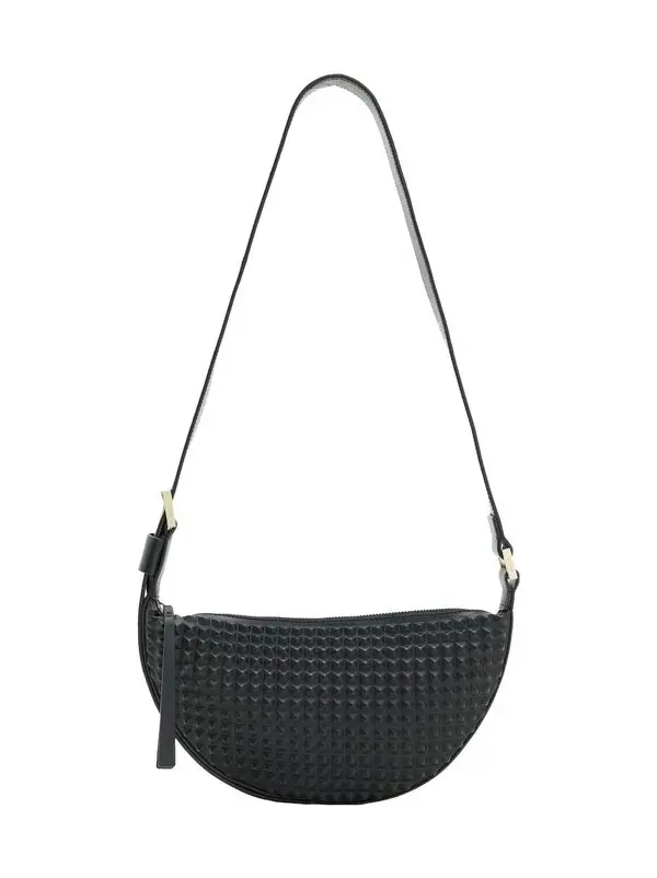 ALLSAINTS Half Moon Studded Leather Crossbody Bag - Black