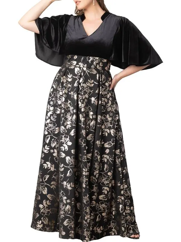 KIYONNA Radiant Opulence Mixed Media Ballgown - Gilded Noir