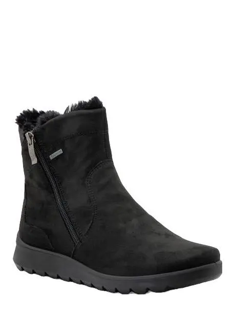 ARA Tracy Faux Fur Lined Waterproof Bootie - Black
