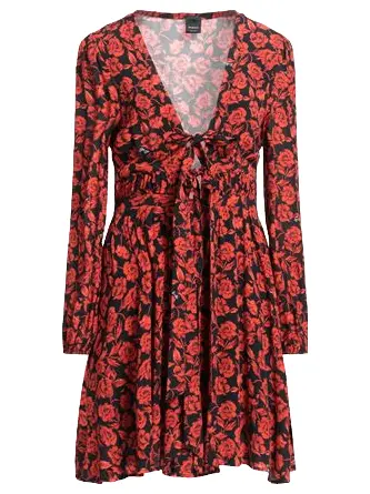 Pinko Mini Flared Floral-print Dress - Tomato Red