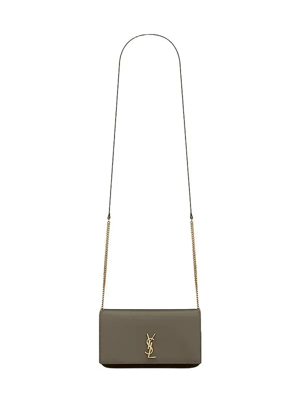 Saint Laurent Cassandre Phone Holder With Strap - Light Musk Smooth Leather/gold