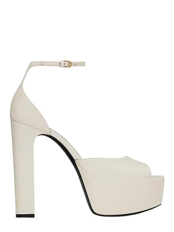 Saint Laurent Jodie Platform Sandals - Pearl Lambskin