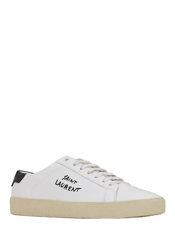Saint Laurent Court Classic Sl/06 Embroidered Sneakers - Optic White Leather