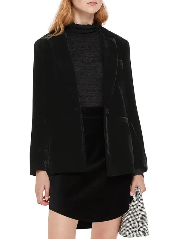 Whistles Olivia Velvet Blazer - Black