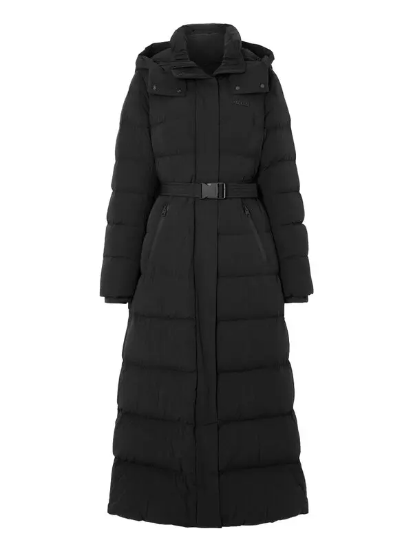 Mackage Net Sustain Calina-city Belted Hooded Quilted Recycled-shell Down Coat - Black