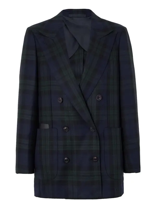 Purdey Double-breasted Checked Wool Blazer - Green