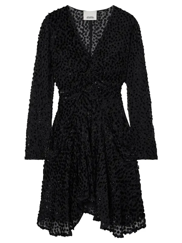 MARANT ETOILE Isabel Marant Usmara Metallic Devoré-velvet Mini Dress - Black