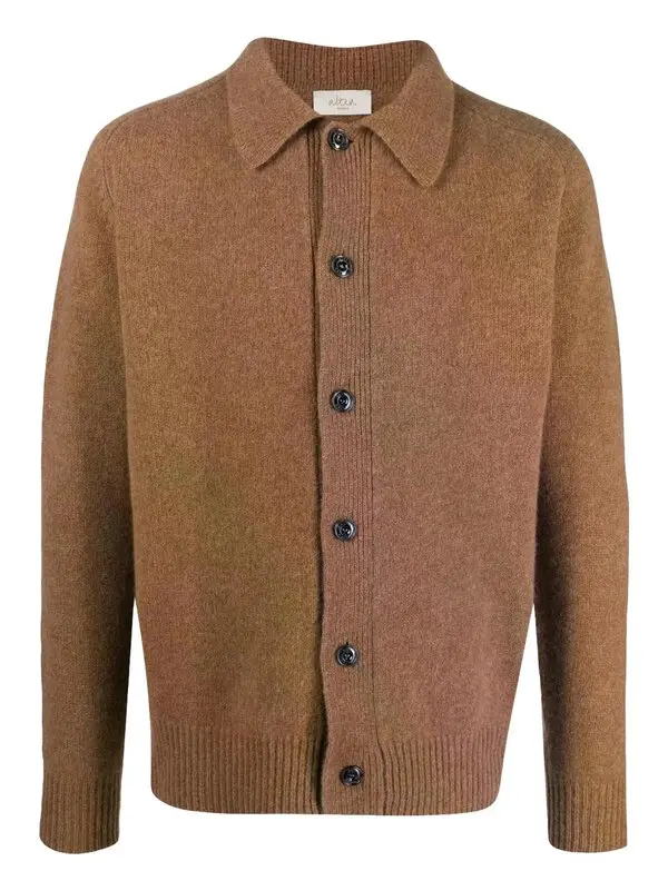 Altea Virgin-wool Button-fastening Knitted Cardigan - Brown