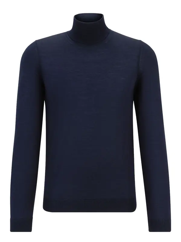BOSS Roll Neck Knitted Sweater - Blue