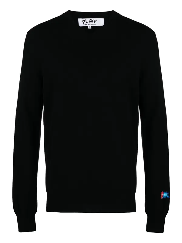 Play Comme Des Garcon Logo-patch Wool Jumper - Black
