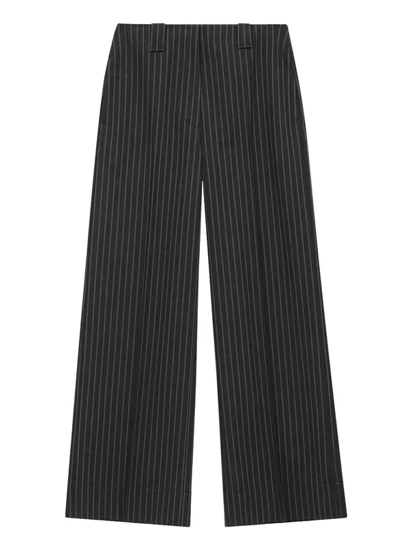 GANNI Pinstripe Wide-leg Trousers - Black