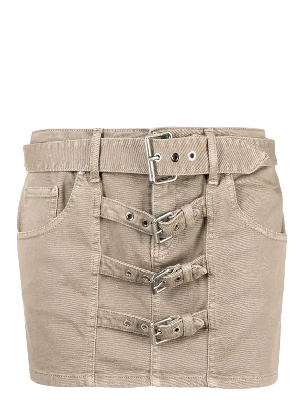 Blumarine Buckle-embellished Denim Miniskirt - Green