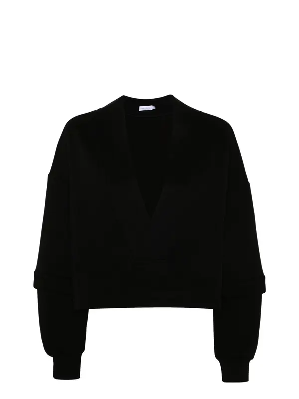 IOANA CIOLACU V-neck Cotton-blend Sweatshirt - Black
