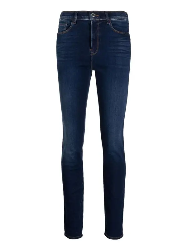Emporio Armani Logo-embroidered Skinny Jeans - Blue