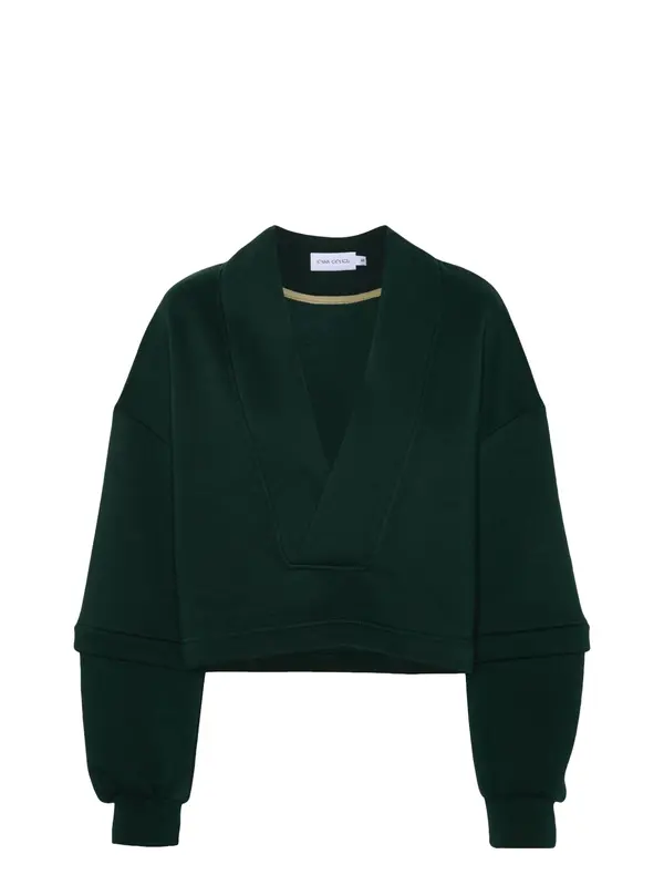 IOANA CIOLACU V-neck Cotton-blend Sweatshirt - Green