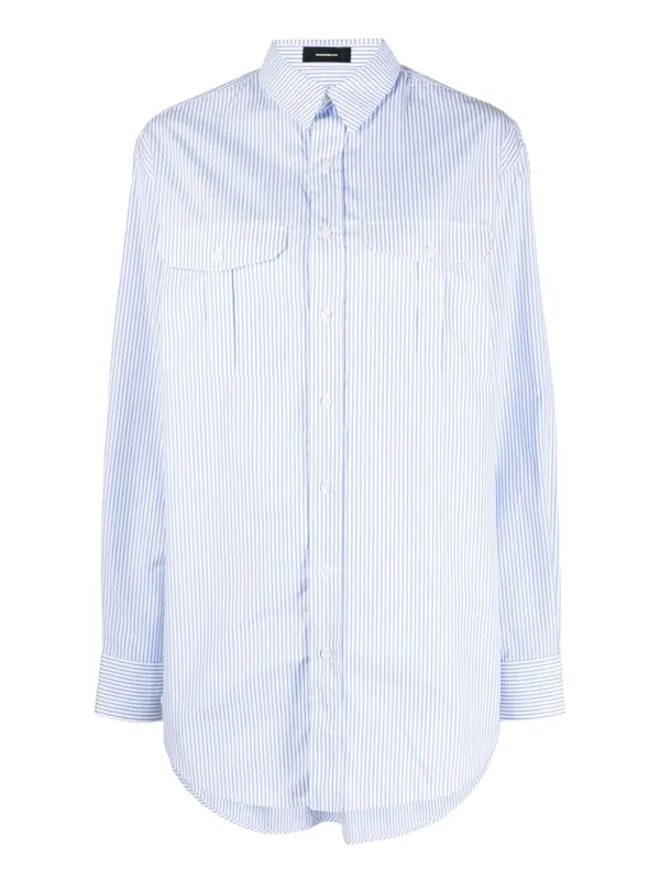 Wardrobe.NYC Striped Cotton Shirtdress - Blue