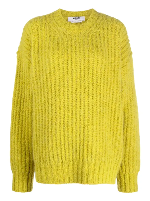 MSGM Chunky-knit Crew-neck Jumper - Yellow