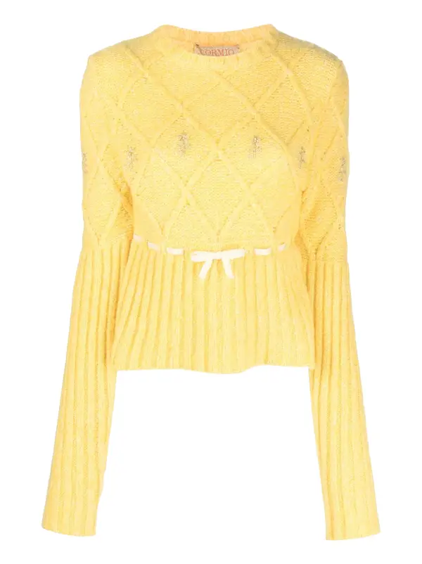 CORMIO Floral-embroidered Sweater - Yellow