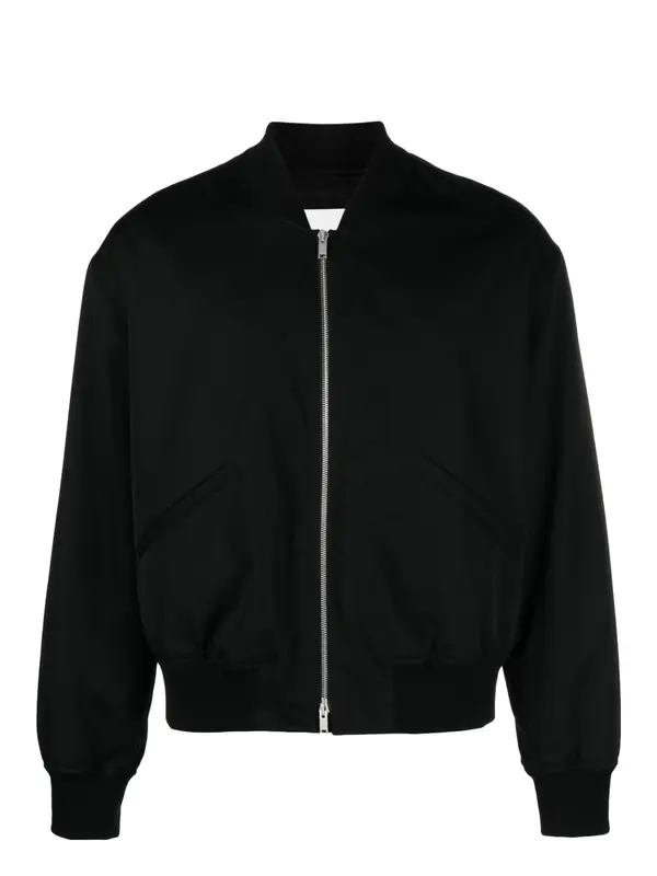JIL SANDER Zip-up Wool Bomber Jacket - Black