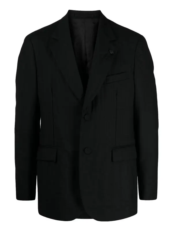 LARDINI Flower-charm Single-breasted Blazer - Black