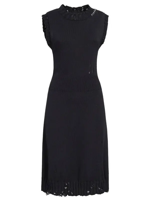Marni Distressed-effect Knitted Cotton Dress - Black
