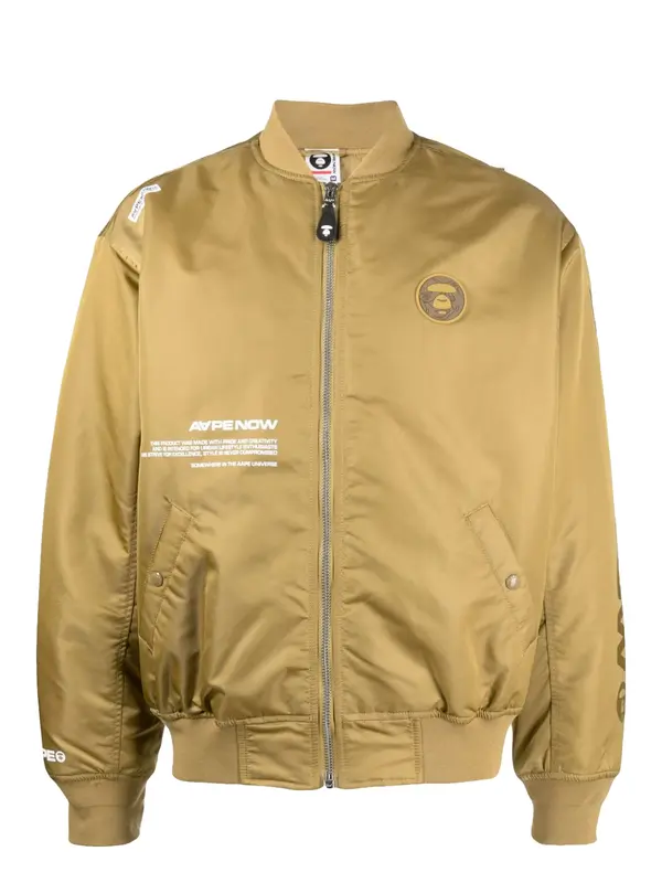 AAPE BY *A BATHING APE® Logo-patch Zip-up Bomber Jacket - Brown