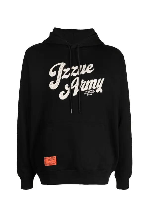 Izzue Logo-embroidered Cotton Hoodie - Black